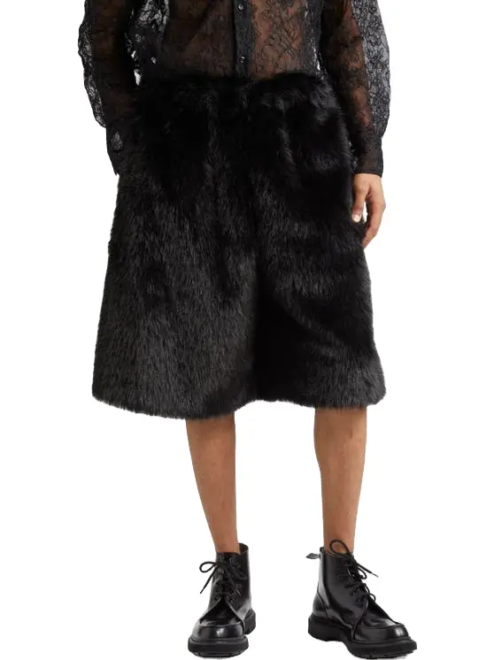 Simone Rocha Faux Fur Boxing Shorts - Black