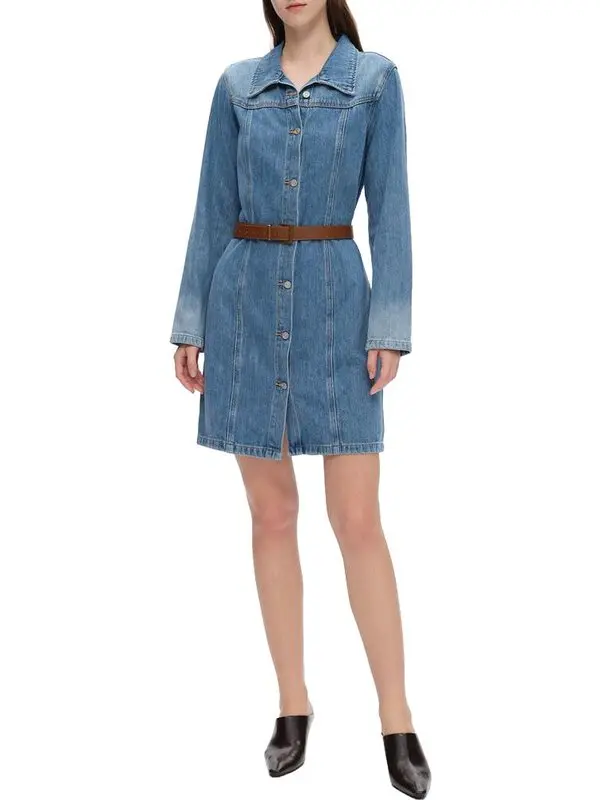BAYEAS Long Sleeve Denim Shirtdress - Midnight Thunder