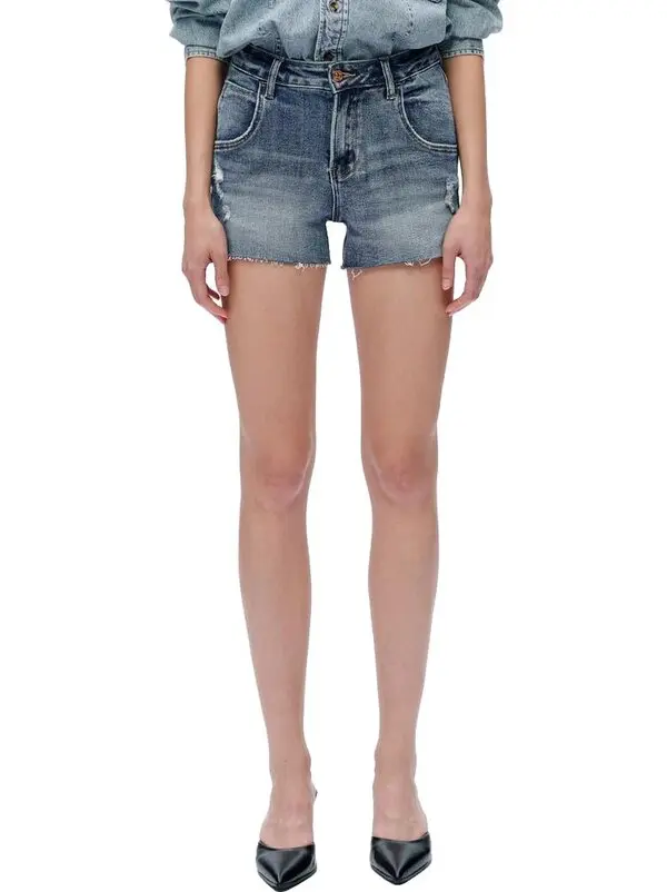 BAYEAS Nova Raw Hem Denim Shorts - Rock Indigo