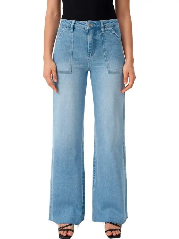 BAYEAS High Waist Wide Leg Jeans - Light Blue