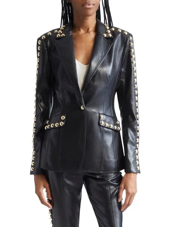 Cinq À Sept Milly Studded Faux Leather Jacket - Black/gold