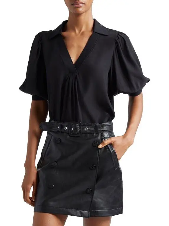 Cinq À Sept Weldon Collar Silk Top - Black