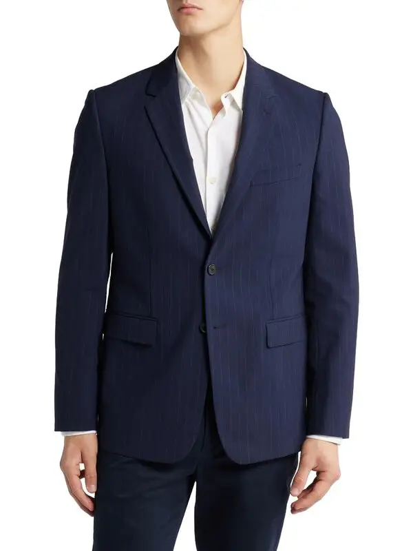 Theory Chambers Pinstripe Wool Blend Blazer - Nav