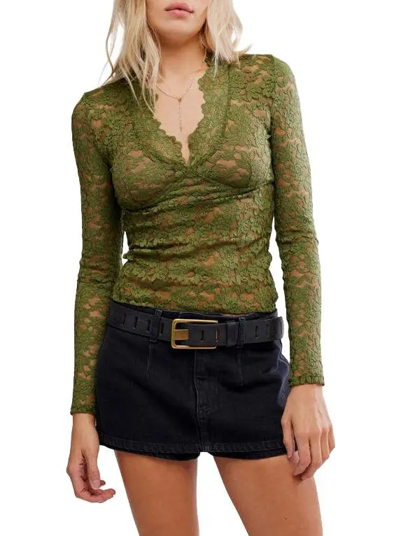 Free People All Day Lace Crop Top - Terrarium