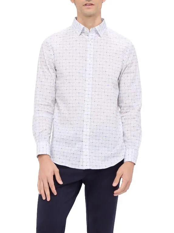 Bugatchi Karl Shaped Fit Check Button-up Shirt - White