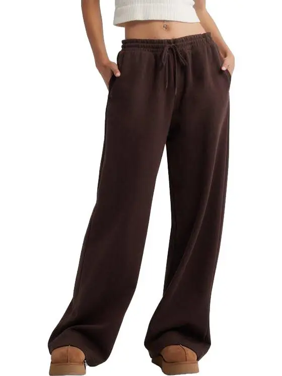 Bp. Wide Leg Fleece Sweatpants - Brown Coffee