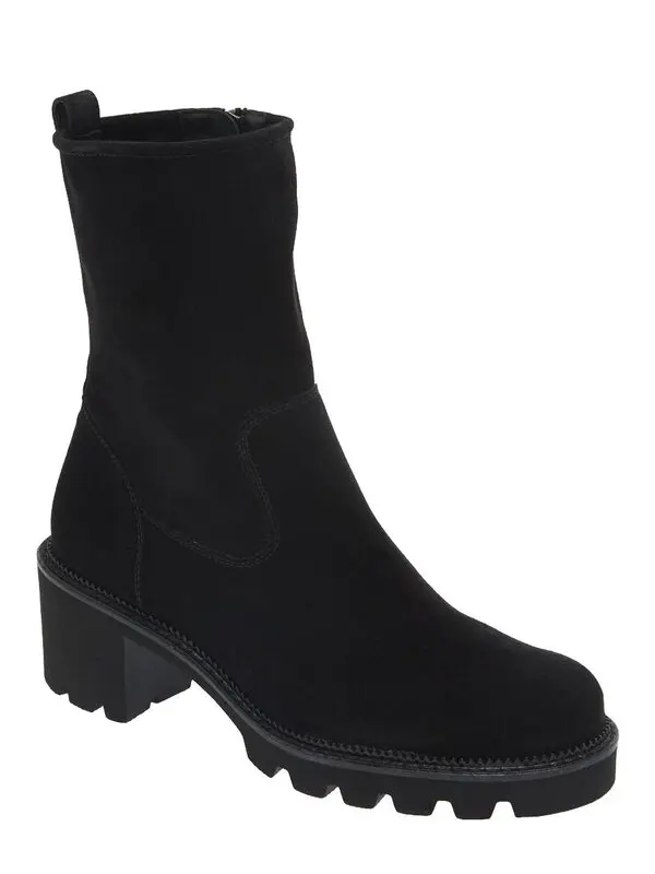 Paul Green Wanda Lug Sole Utility Boots - Black Soft Suede