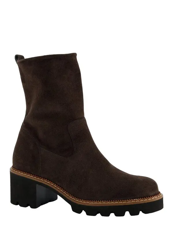 Paul Green Wanda Lug Sole Utility Boots - Mocca Soft Suede