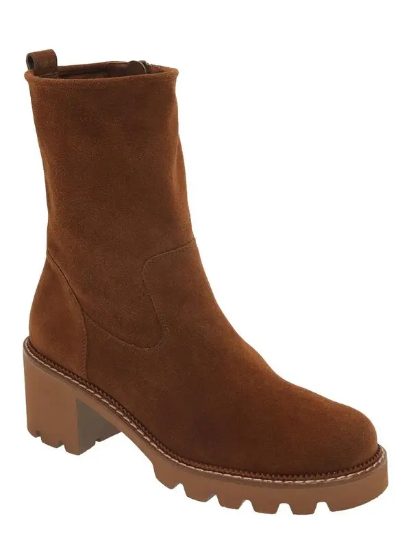 Paul Green Wanda Lug Sole Utility Boots - Toffee Soft Suede