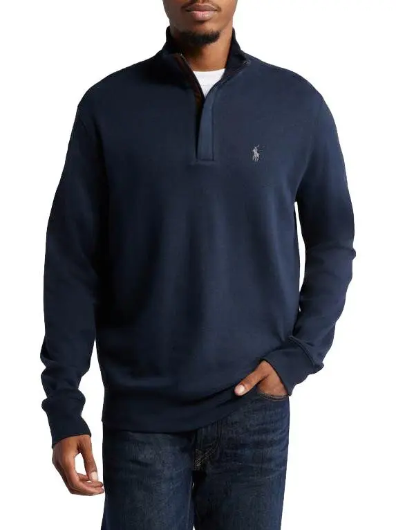 Polo Ralph Lauren Cotton Blend Quarter Zip Pullover - Aviator Navy