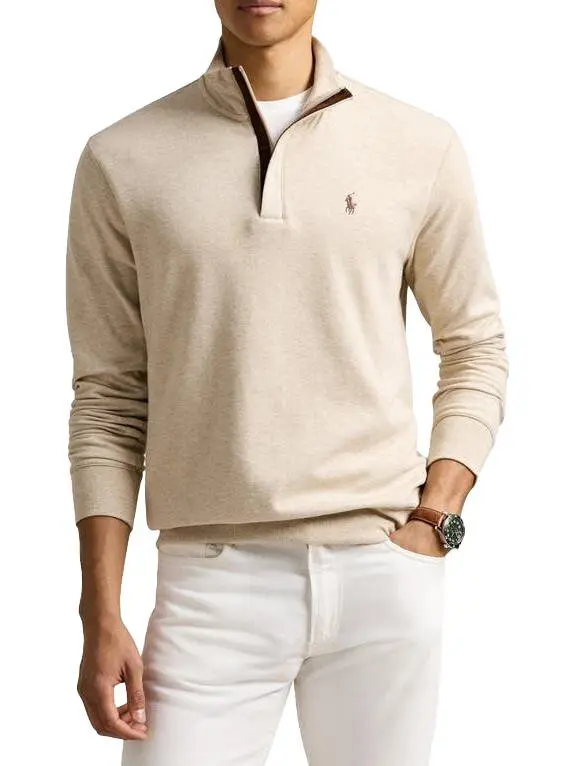 Polo Ralph Lauren Cotton Blend Quarter Zip Pullover - Expedition Dune Heather