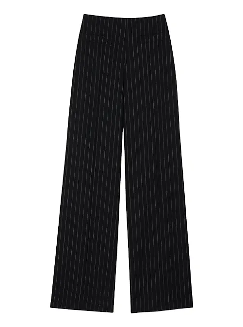 Sandro Pinstriped Straight-leg Trousers - Noir / Gris