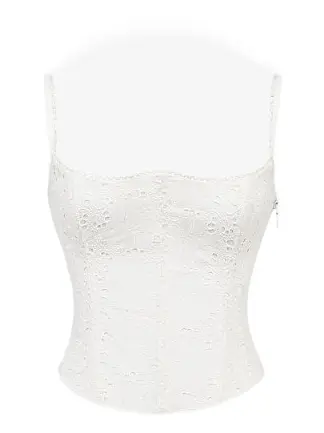 House Of Cb Lorina Broderie-anglaise Cotton Corset Top - White
