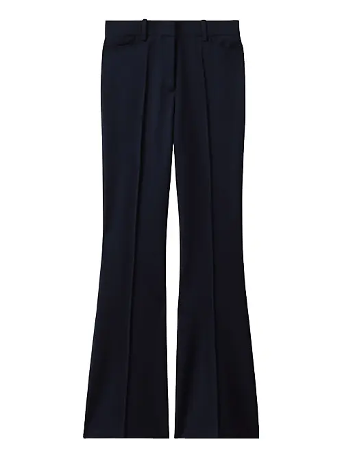 REISS Gabi Flared-leg Mid-rise Trousers - Navy
