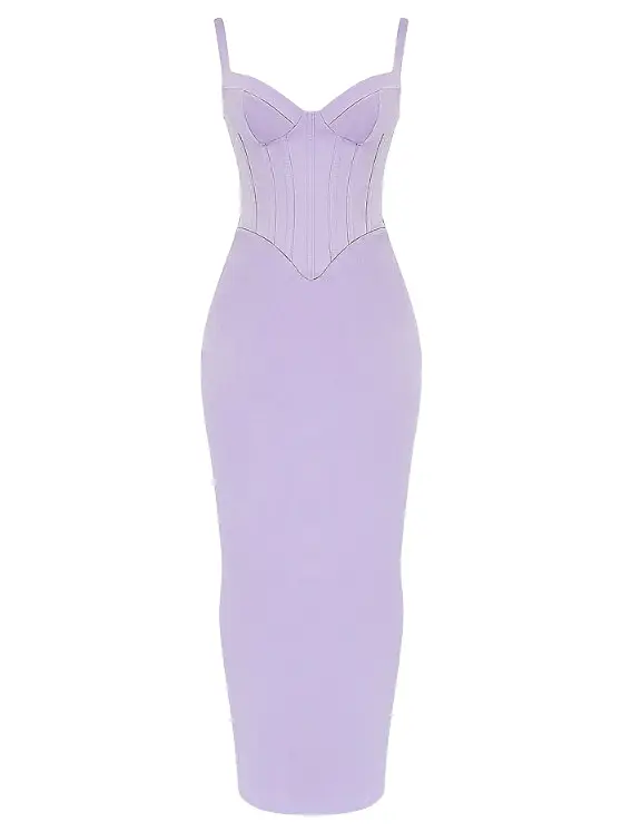 House Of Cb Breeze Slim-fit Corseted Maxi Dress - Orchid