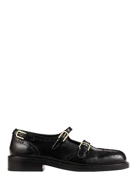 Sandro Double-strap Leather Derby Shoes - Noir / Gris