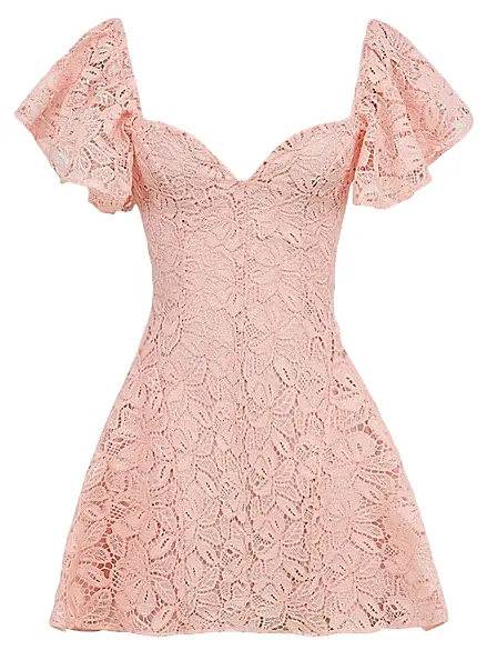House Of Cb Verity Sweetheart-neck Lace Mini Dress - Perfectly Pink