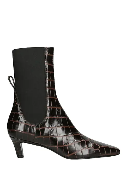 TOTÊME Crocodile-embossed Leather Heeled Ankle Boots - Dark Brown