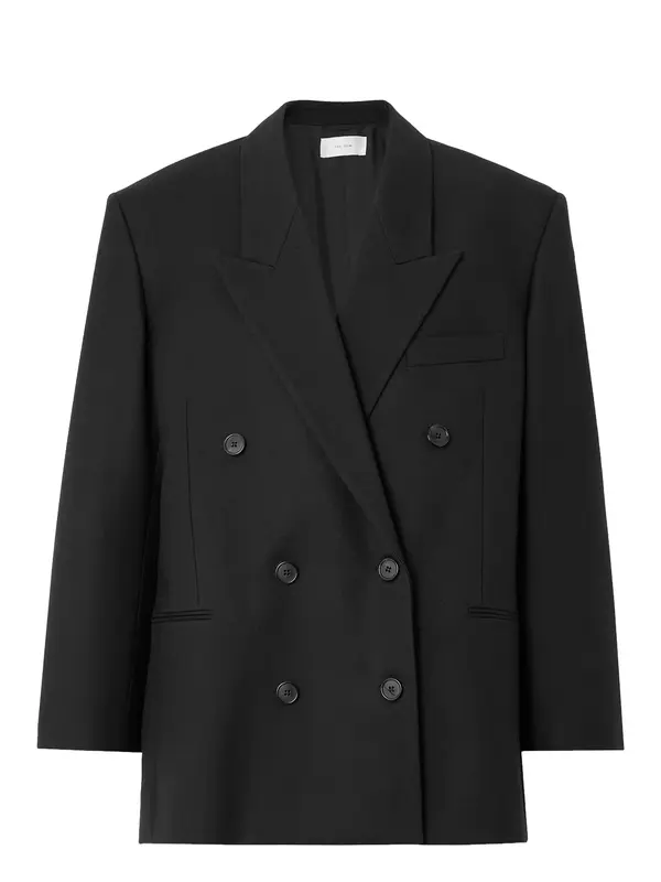 THE ROW Timoty Double-breasted Wool-twill Blazer - Black