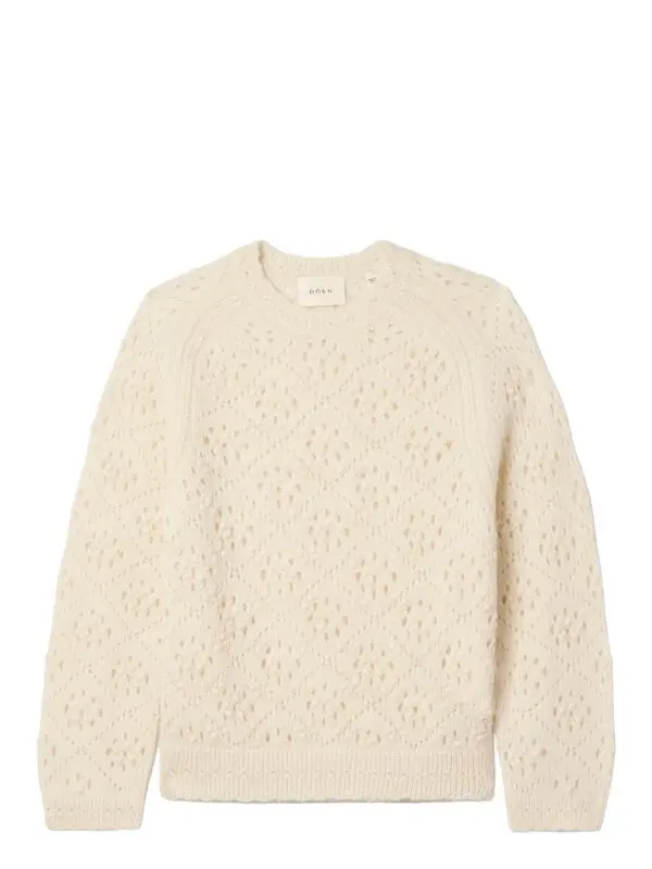 DÔEN Emiliana Pointelle-knit Alpaca-blend Sweater - Neutrals