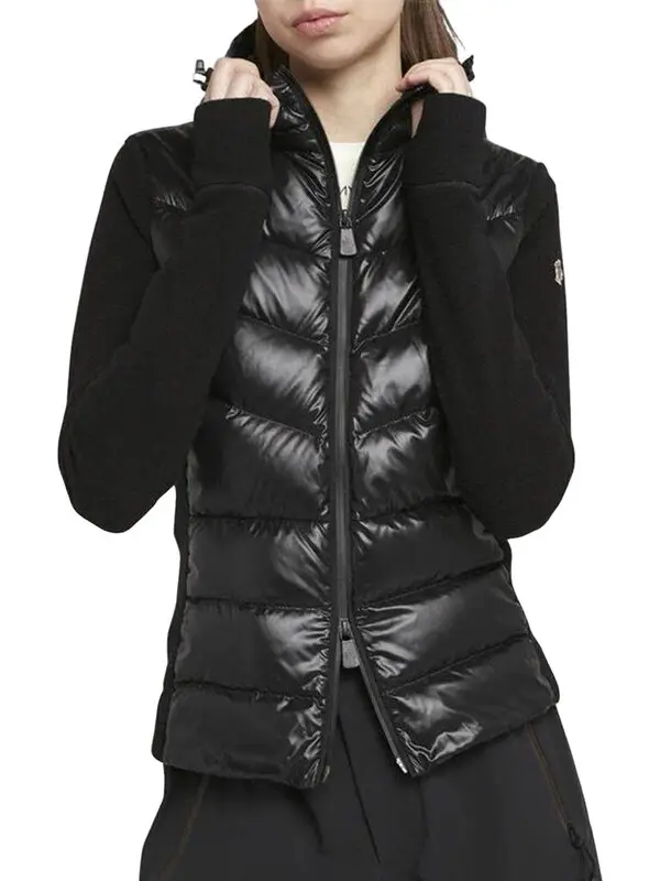 Moncler Puffer Fleece Zip-up Cardigan - Black