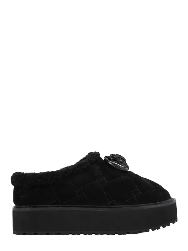 Kurt Geiger Suede Chelsea Flatform Slippers - Black