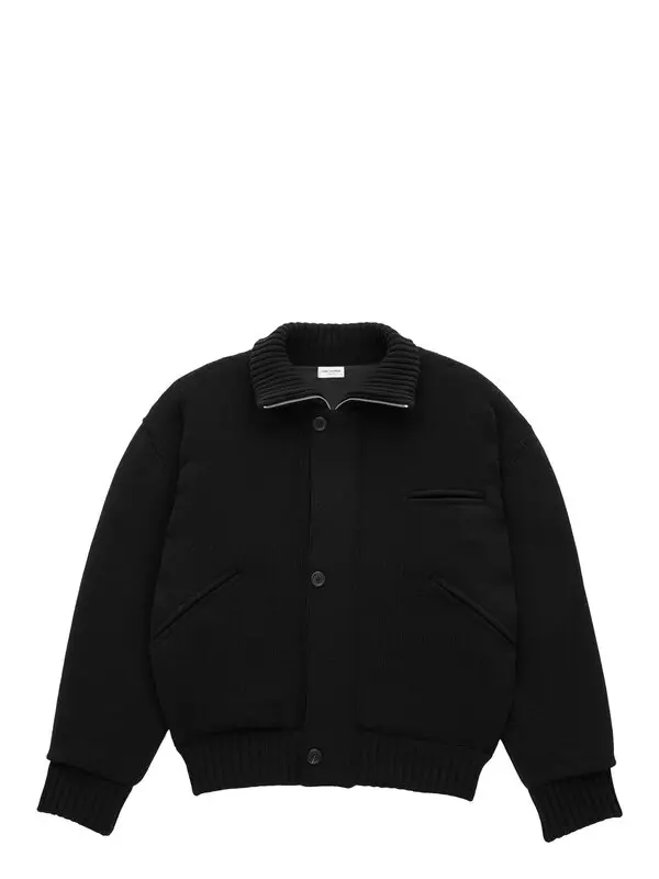 Saint Laurent Virgin Wool Bomber Jacket - Black