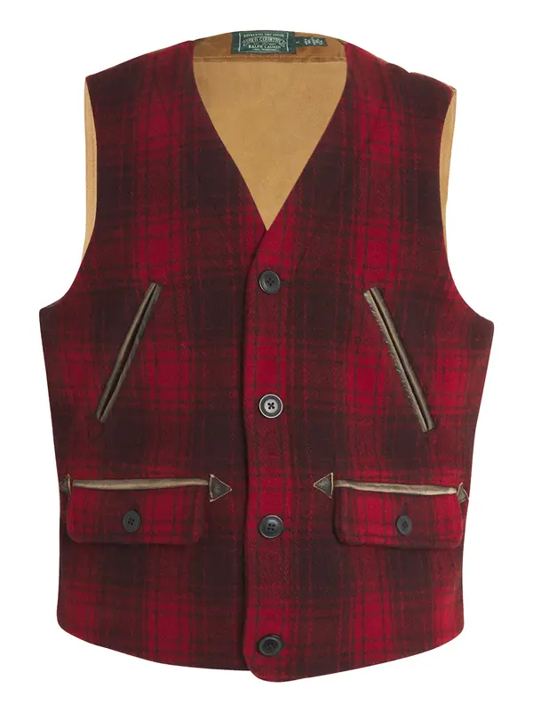 Ralph Lauren Wool Checkered Gilet - Red