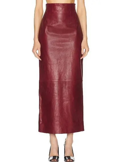 Khaite Loxley Leather Skirt - Oxblood
