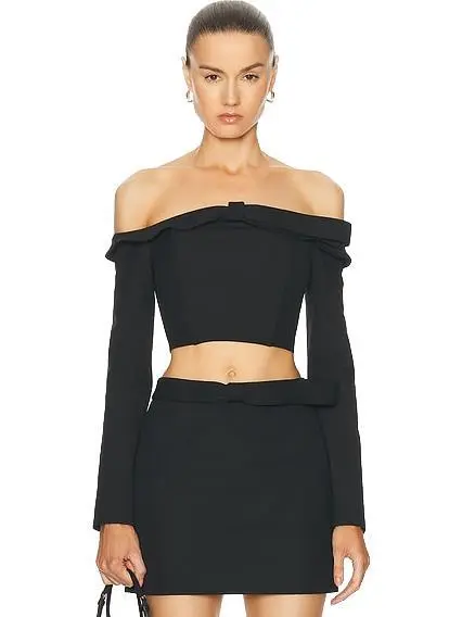 Cult Gaia Valia Off-the-shoulder Top With Front Loop Accent - Black