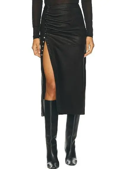 Rabanne Ruched Leather Skirt - Black