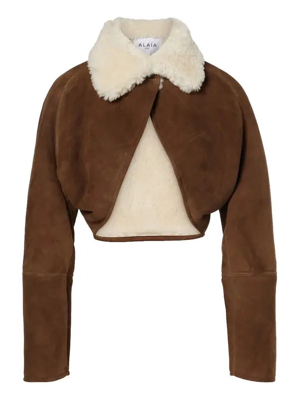 Alaïa Shearling-trimmed Suede Jacket - Brown