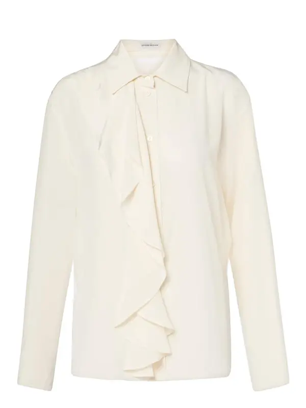 Victoria Beckham Ruffled Silk Blouse - White