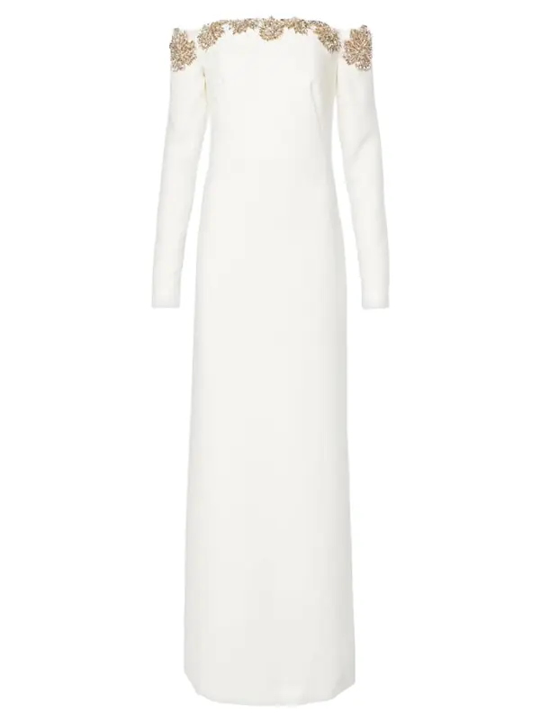 Costarellos Meline Embellished Gown - White