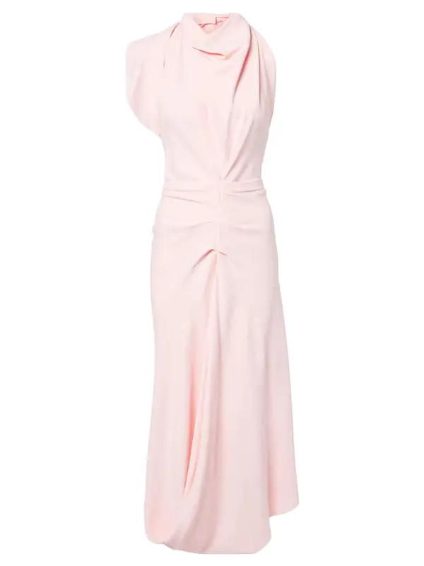 Victoria Beckham Draped Crêpe Midi Dress - Pink