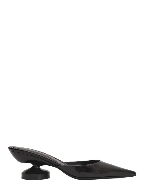 LUCASHEVA Giorgia Patent Leather Mules - Black