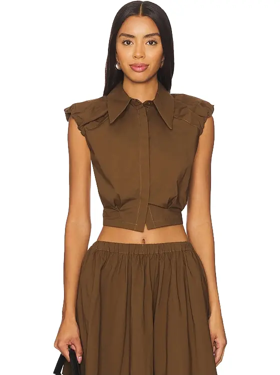 CAMILA COELHO Gurina Top - Dark Brown