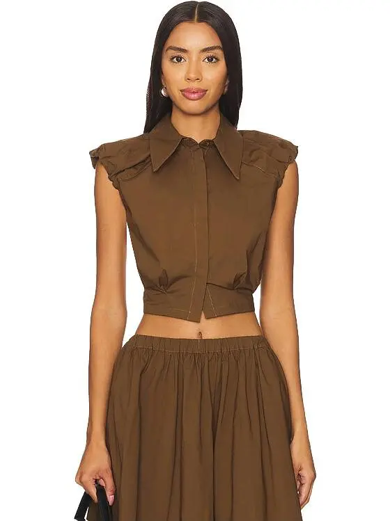 CAMILA COELHO Gurina Top - Dark Brown