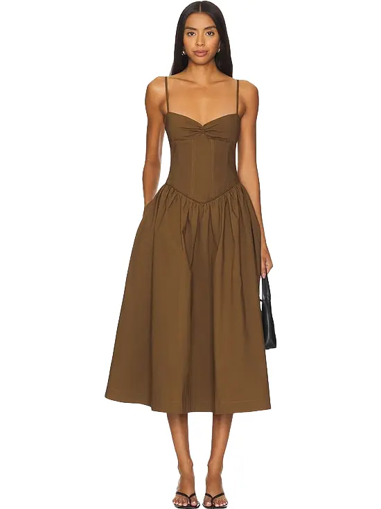 CAMILA COELHO Moroccan Midi Dress - Dark Brown