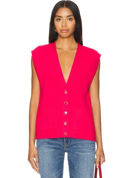 525 America Jessica Button Front Vest - Cherry Red