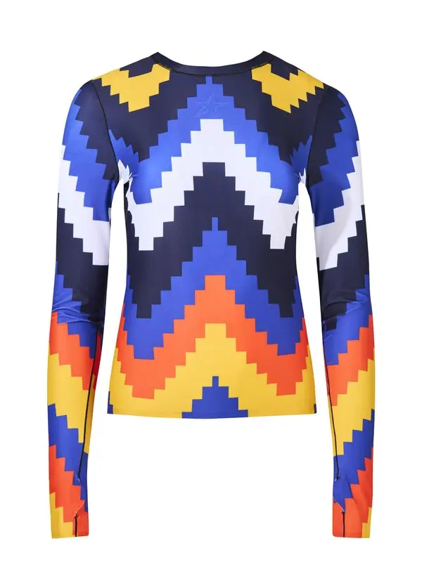 Perfect Moment Compression Base Layer Top - Canary-yellow-chevron-print