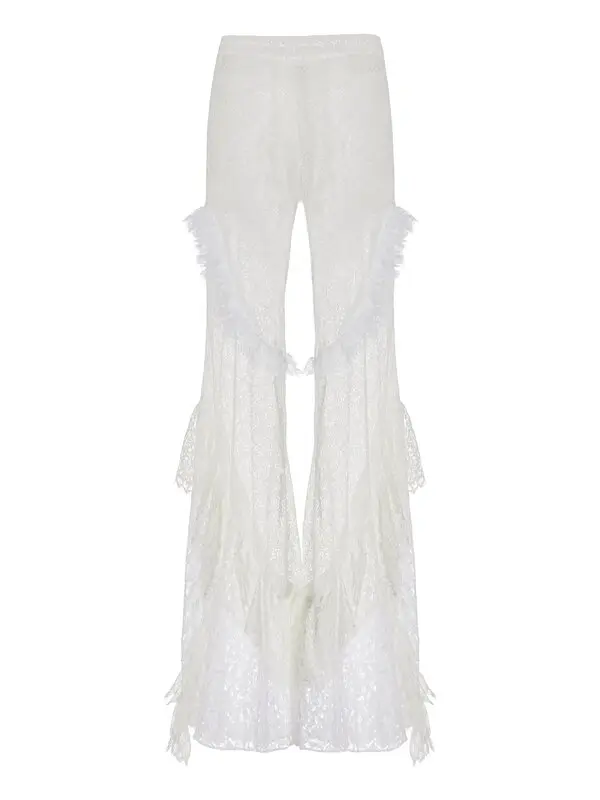 Françoise Exclusive Carine Ruffled Lace Flared Pants - White