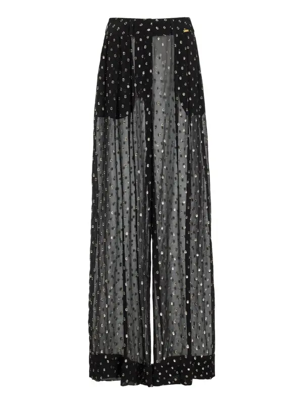 Françoise Mila Crepe Jacquard Wide-leg Pants - Black