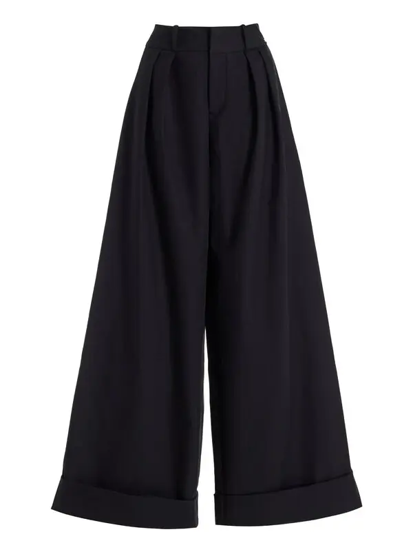 Françoise Mila Wide-leg Gabardine Pants - Black