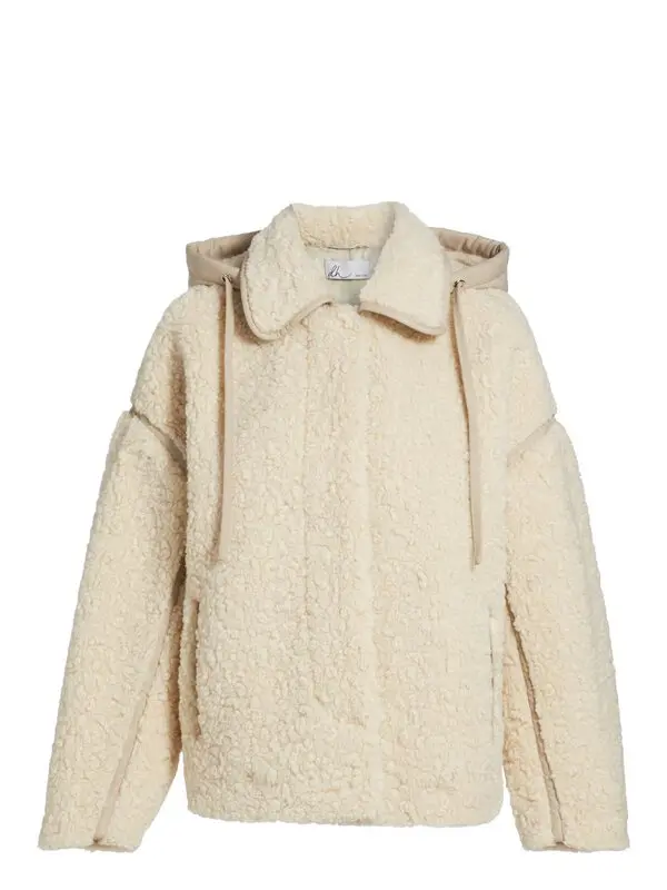 DH New York Kyle Faux-shearling Hooded Jacket - Ivory Combo