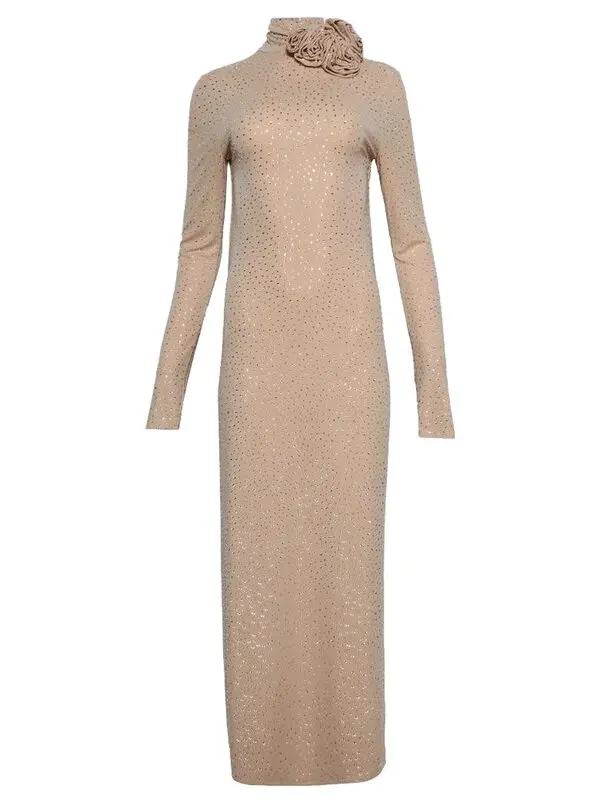 Magda Butrym Crystal Embellished Open-back Gown - Beige