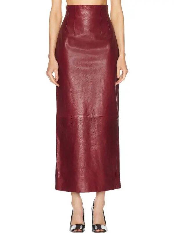 Khaite Loxley Leather Skirt - Oxblood