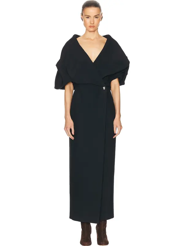 Khaite Truman Draped Dress - Black