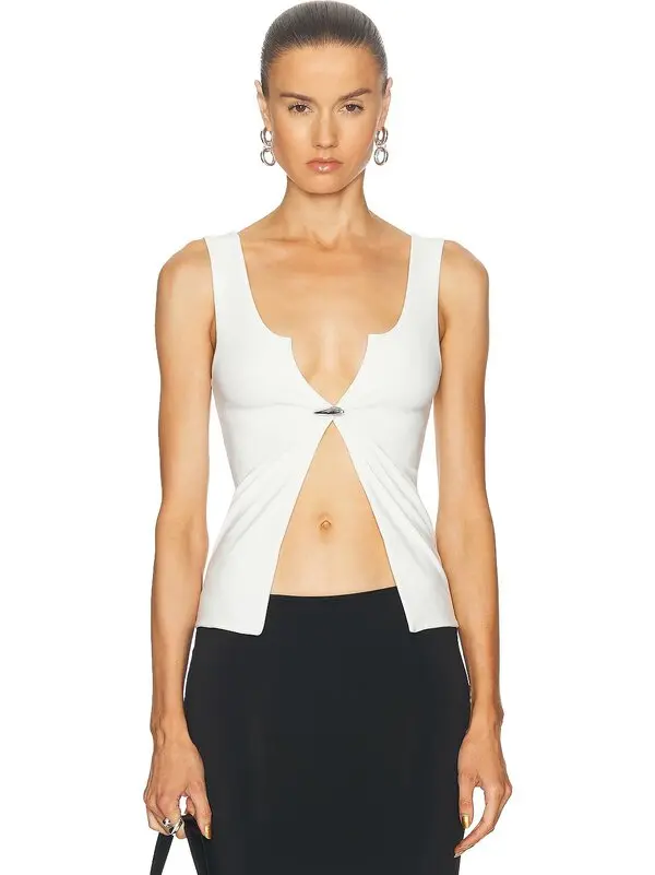 GRACE LING Shark Teeth Tank Top - Ivory