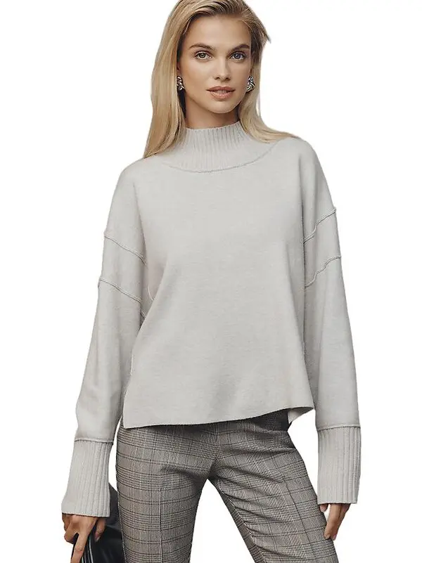 Maeve The Logan Turtleneck Sweater - Light Heather Grey